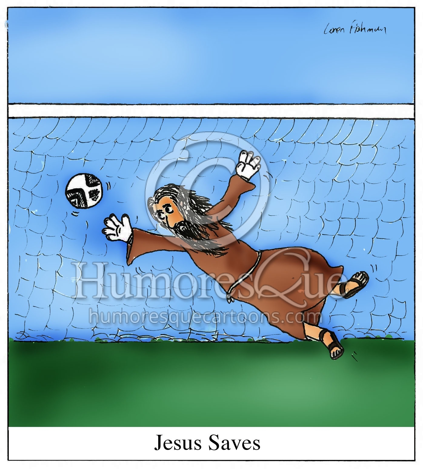 jesus saves soccer goalie cartoon - Humoresque Cartoons
